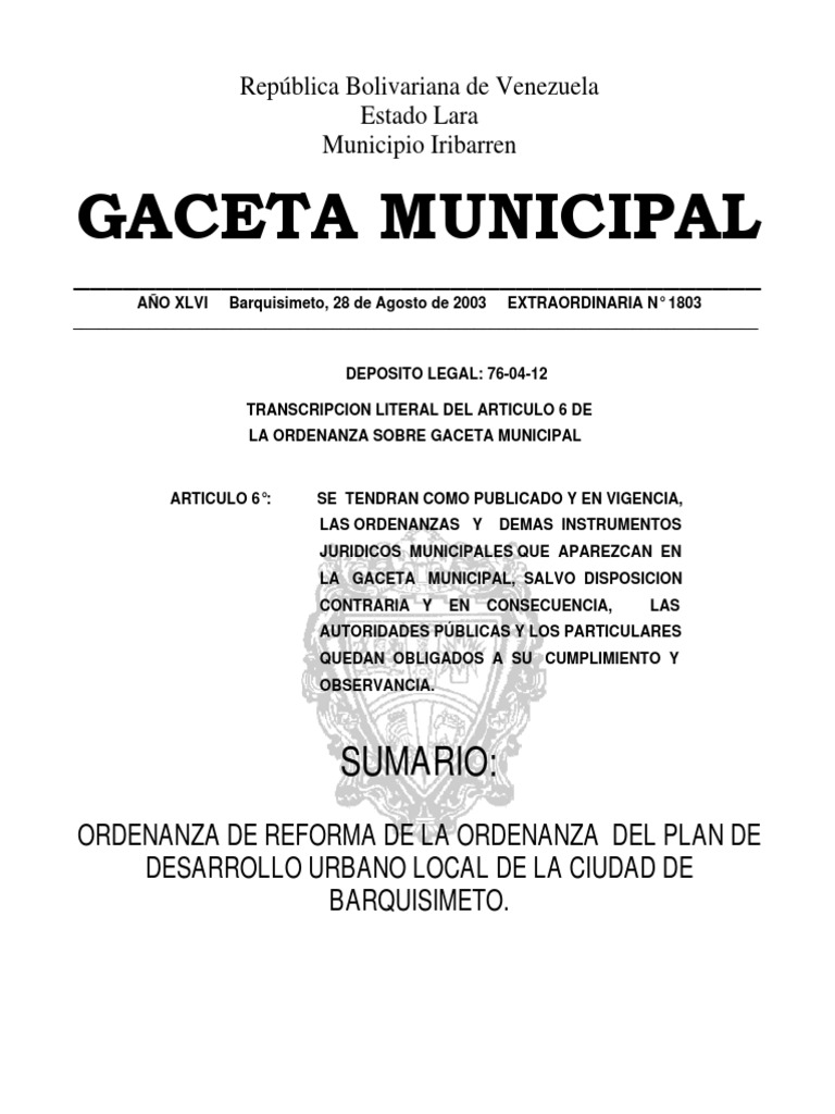 Pdul Barquisimeto | PDF | Calle | Urbanismo
