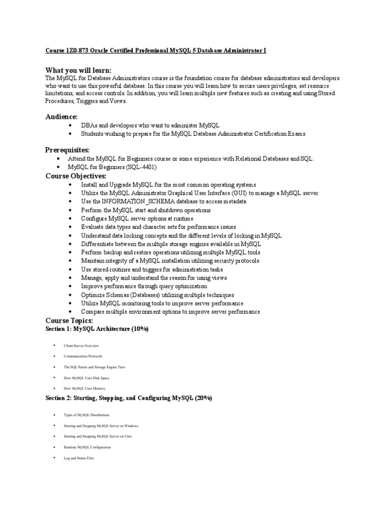 Syllabus Mysql | PDF | My Sql | Databases
