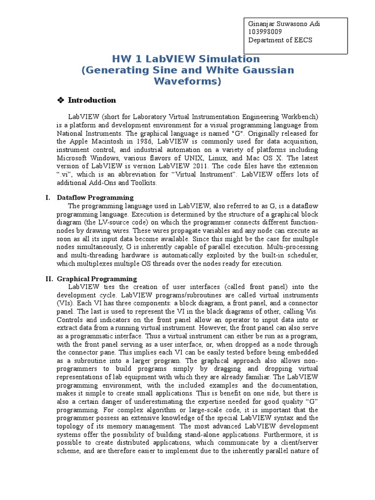 hw1 Labview | PDF | Computer Engineering | Digital Technology