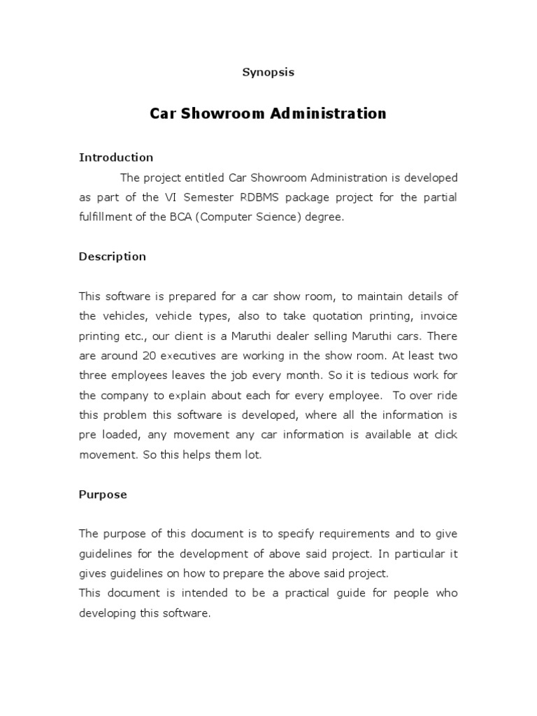Car Showroom Management System Overview | PDF | Oracle Database ...