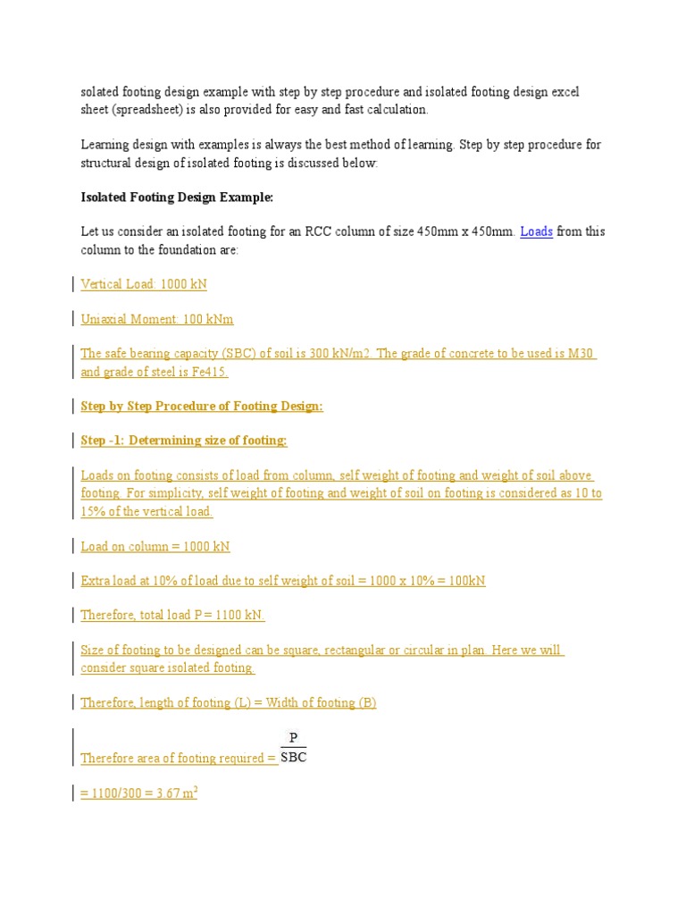 Single Column Footing | Download Free PDF | Bending | Column
