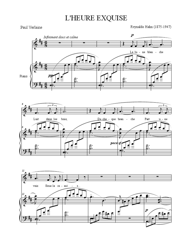 Reynaldo Hahn - L'Heure Exquise (D Maior) | PDF