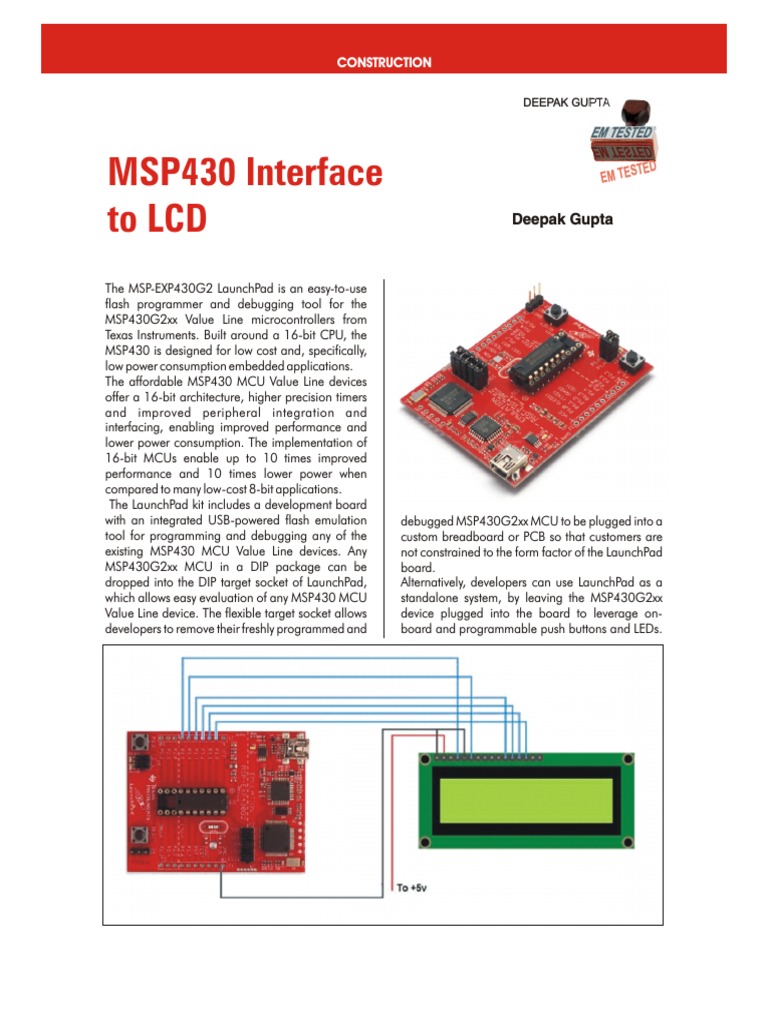 Interface MSP430 With LCD | PDF | Microcontroller | Electrical Engineering