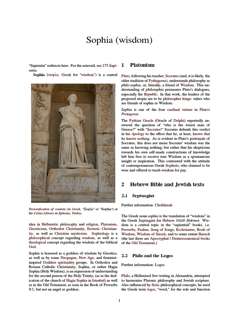 Sophia (Wisdom) WKPD | PDF | Sophia (Wisdom) | Western Philosophy