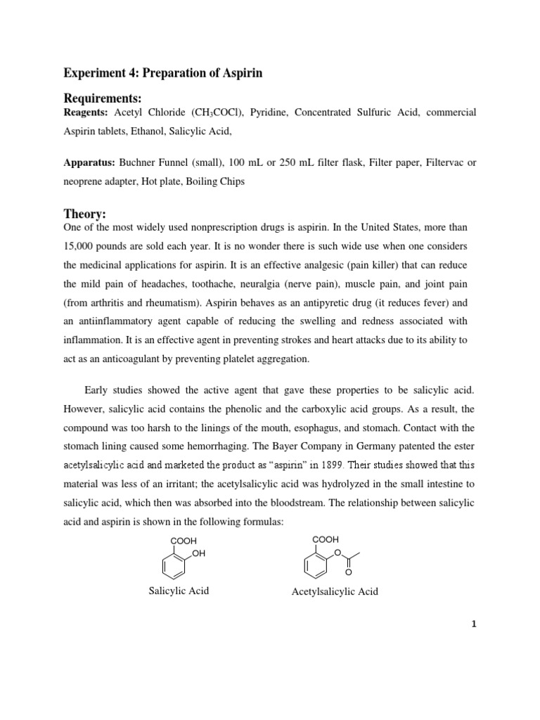 Ex4-Preparation of Aspirin | PDF | Aspirin | Filtration