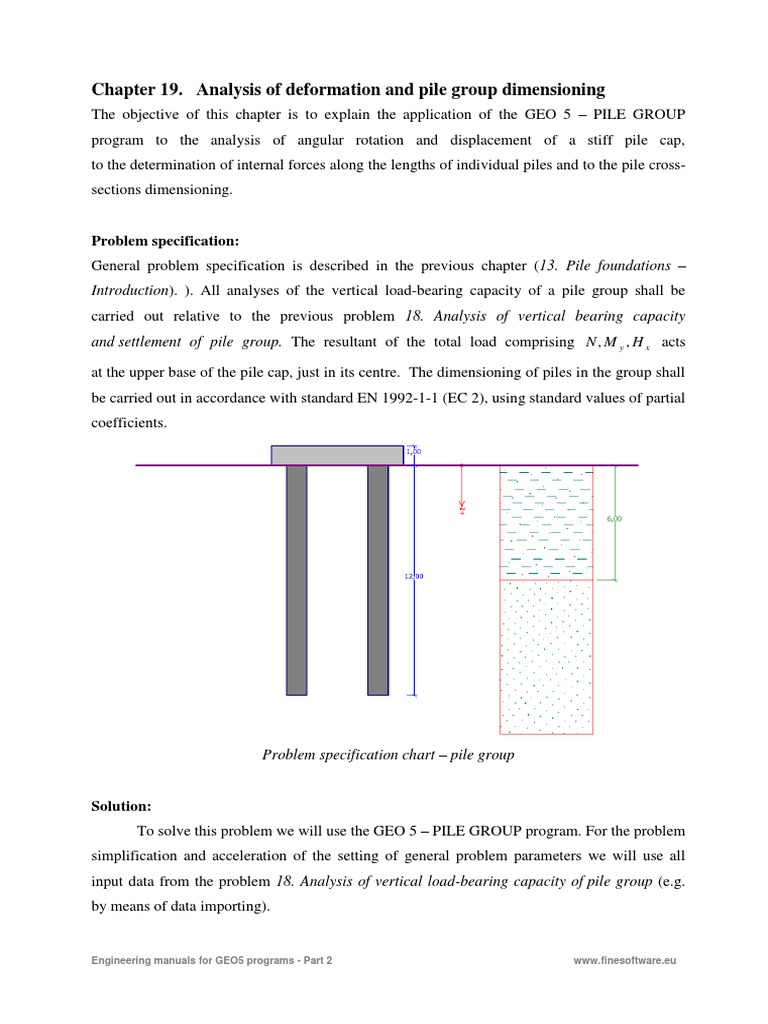 19 Analysis of Deformation and Pile Group Dimensioning 1 | PDF | Structural Load | Deep Foundation