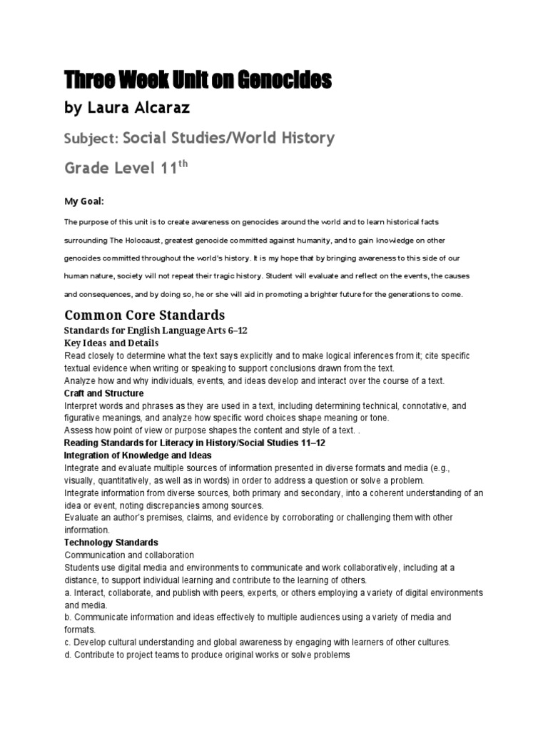 Genocide Awareness Unit for 11th Grade | PDF | Genocides | Information
