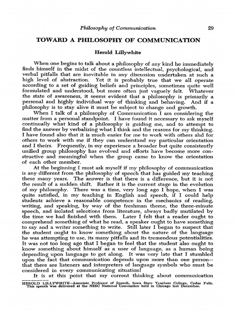 Toward A Philosophy of Communication | PDF | Communication | Thought