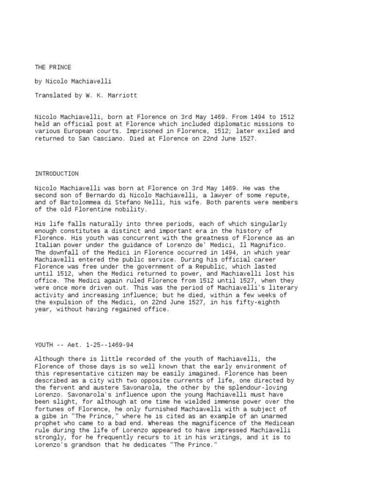 Machiavelli - The Prince | PDF | The Prince | Niccolò Machiavelli