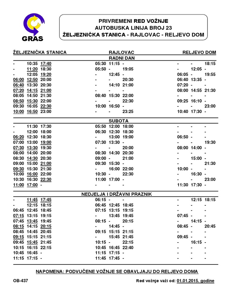 23/23a Željeznička Stanica - Rajlovac - Reljevo Dom | PDF