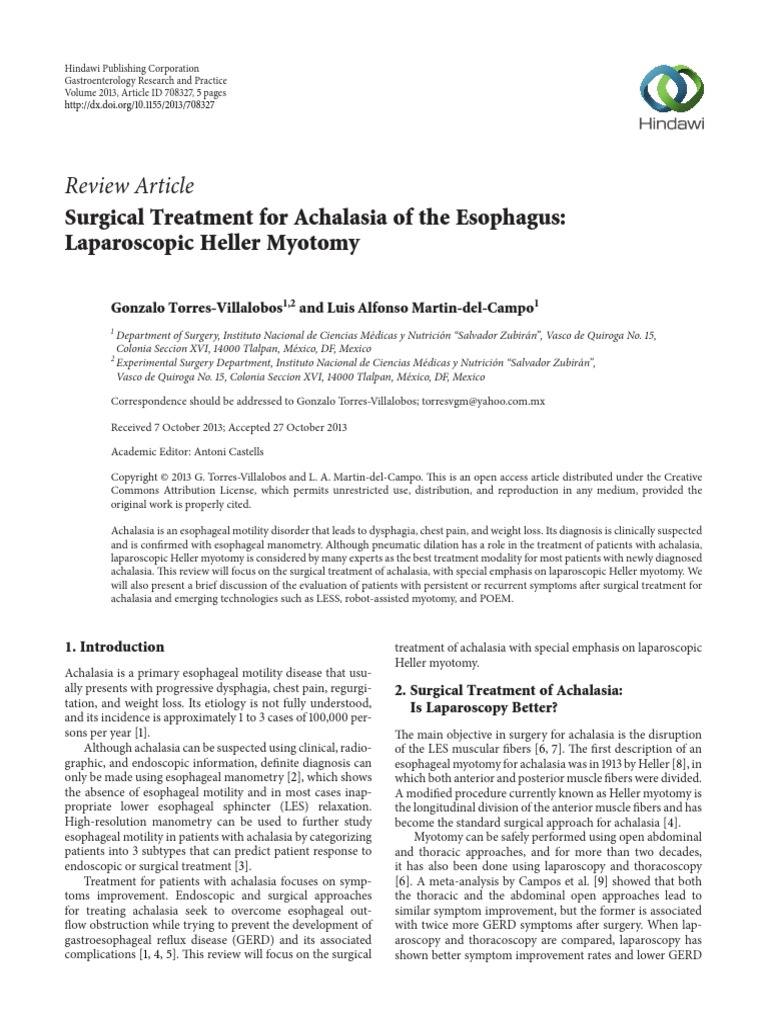 2013-10. Surgical Treatment For Achalasia of The Esophagus ...