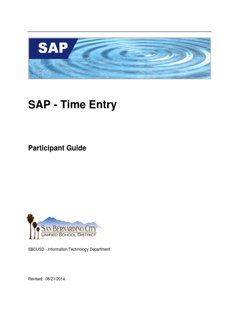 SBCUSD SAP Time Entry Guide | PDF