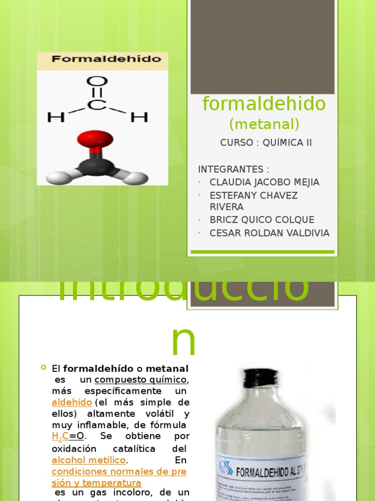 Formaldehido Quimica | PDF | Formaldehído | Sustancias químicas