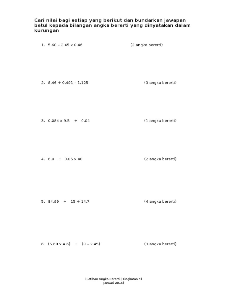 Latihan Angka Bererti | PDF