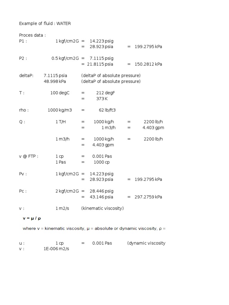 Complete Cv Calculation | Reynolds Number | Pressure