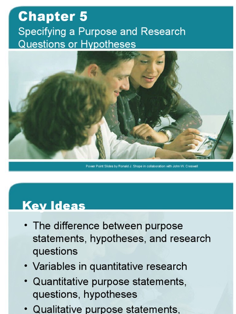 Specifying A Purpose and Research Questions or Hypotheses | PDF ...
