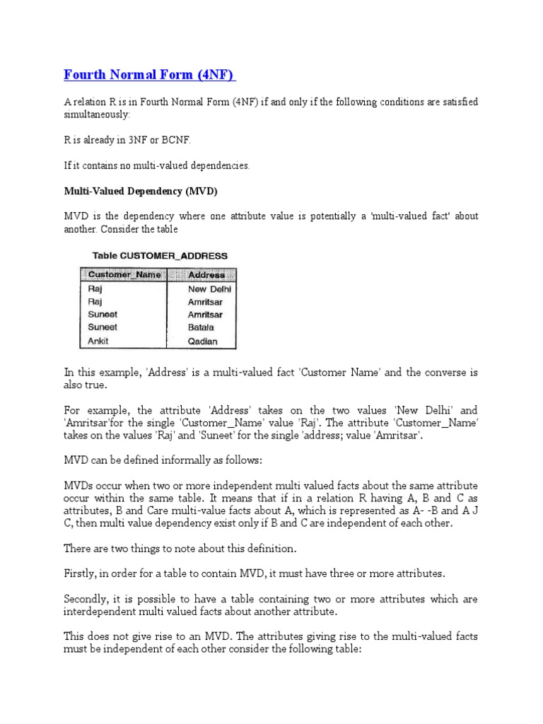 4th Normal Form - Normalization | PDF | Data | Information Technology Management