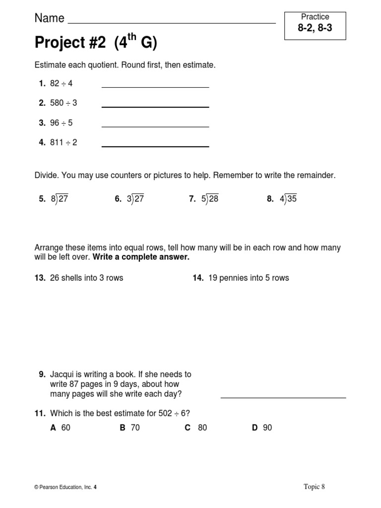 Divisions (Estimating, With Remainder) | PDF | Arithmetic | Teaching ...