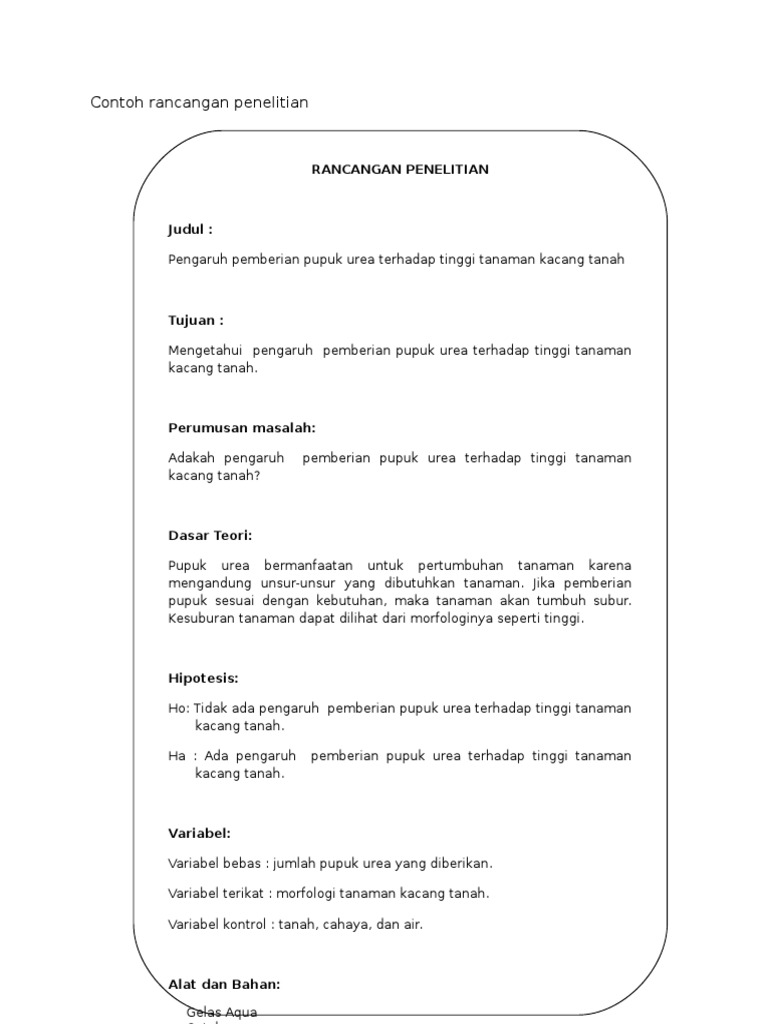 Contoh Rancangan Penelitian | PDF