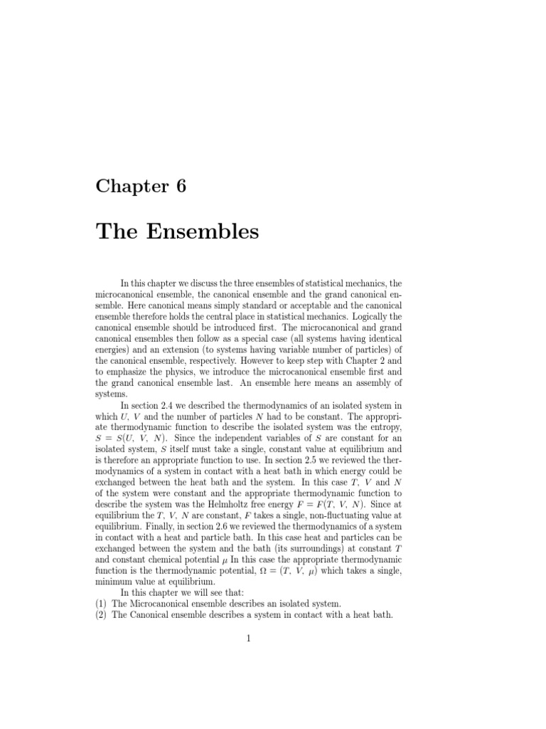 Statistical Ensembles | PDF | Statistical Mechanics | Thermodynamic ...