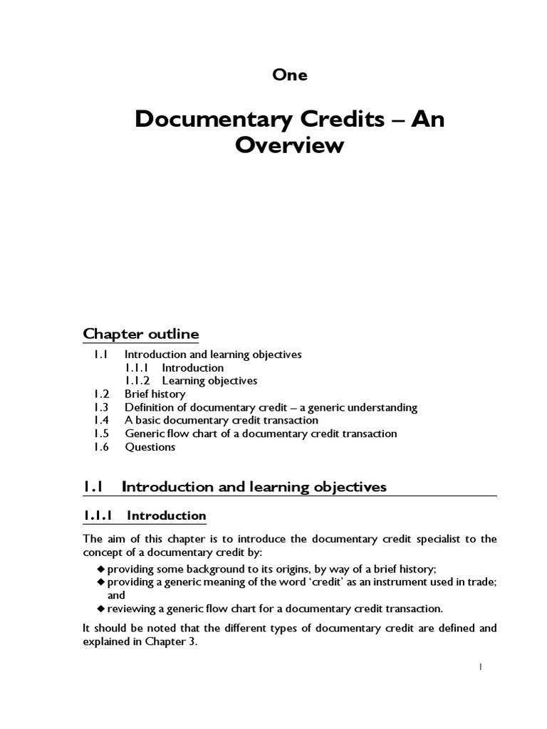 Chap. 1 - Documentary Credits - An Overview | PDF | Letter Of Credit ...