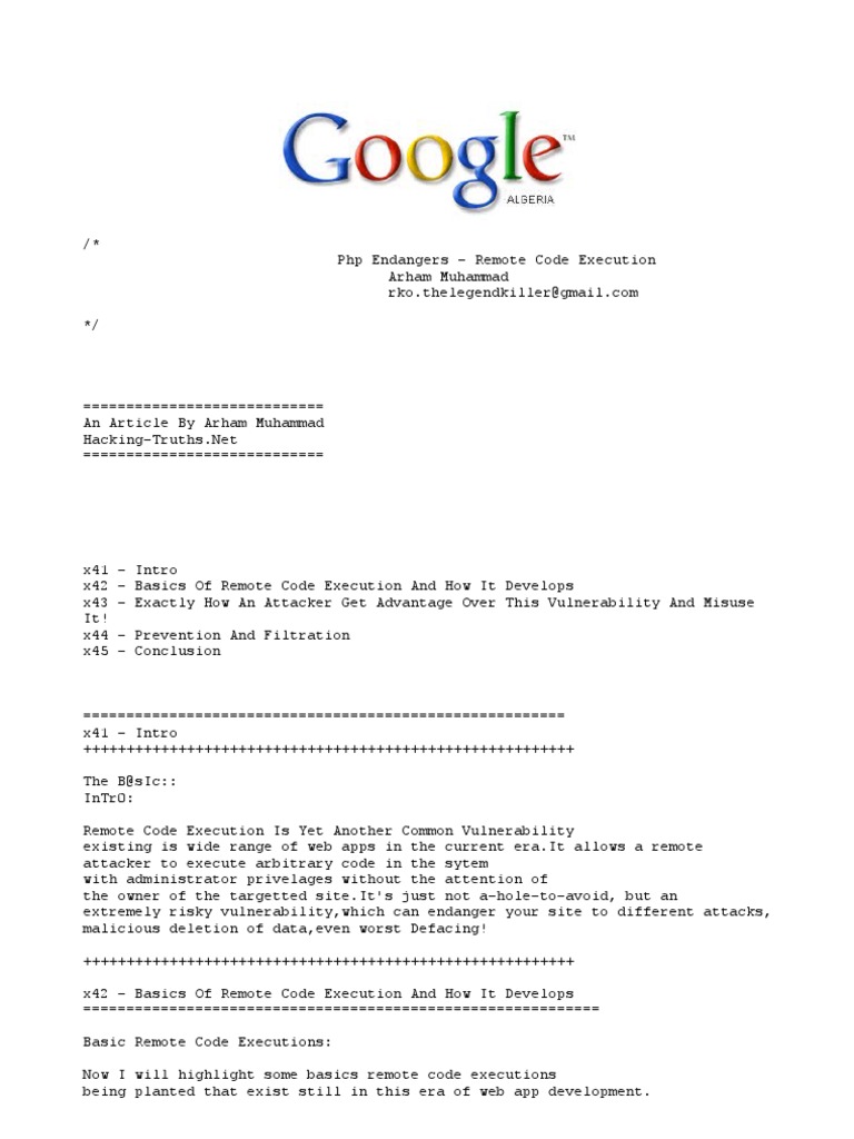 PHP Endangers - Remote Code Execution | PDF | Http Cookie | Information ...