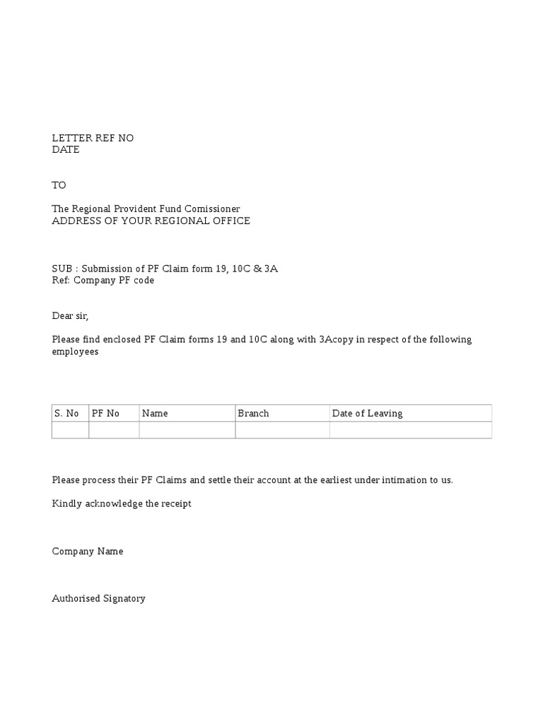 PF Covering Letter | PDF | Business | Law