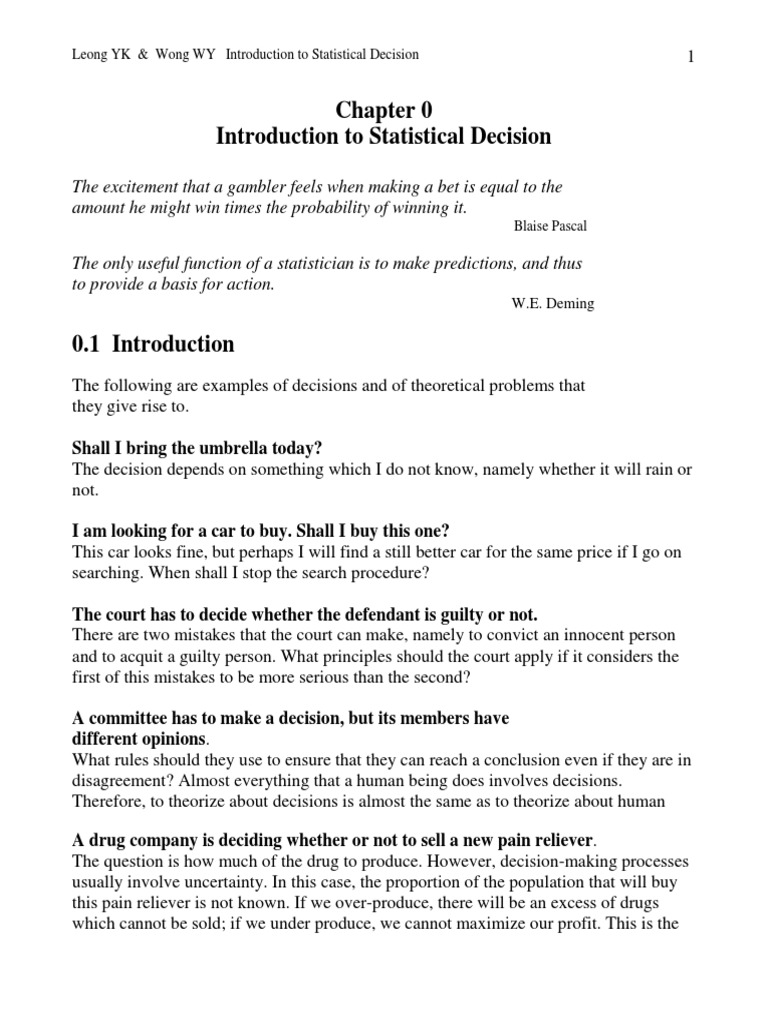 Introduction To Statistical Decision | PDF | Loss Function | Decision ...