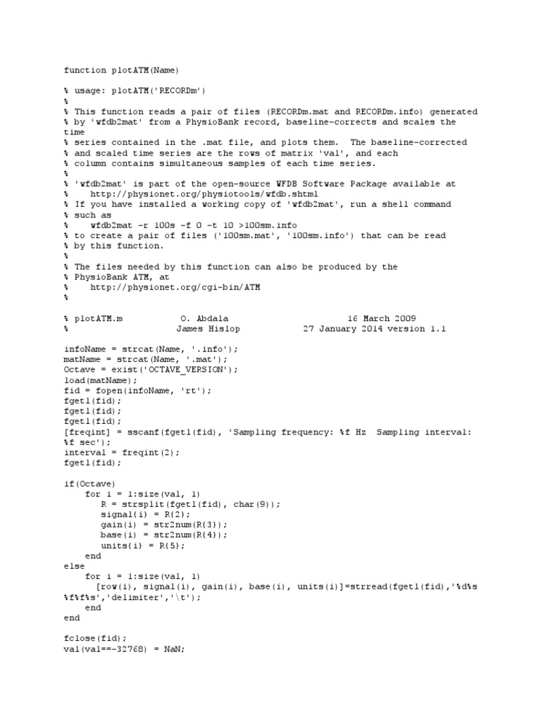 PhysioBank Data Plotting Guide | PDF
