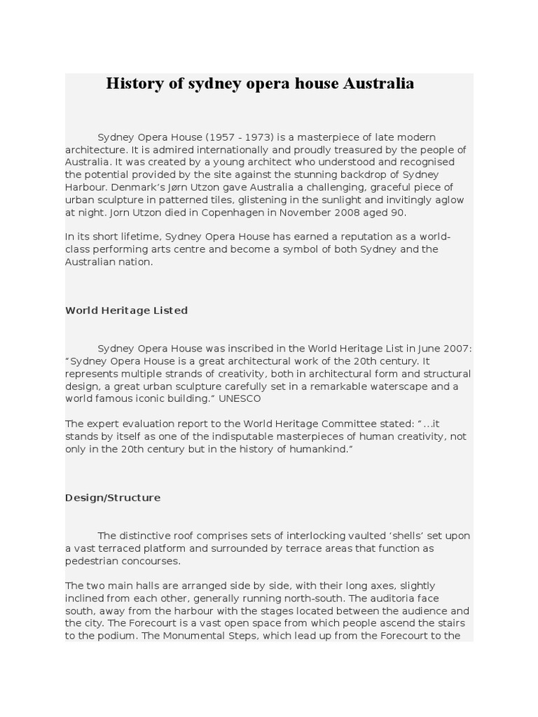 History of the Sydney Opera House | PDF