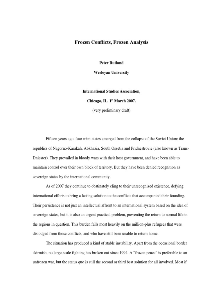 Peter Rutland - Frozen Conflicts | PDF | Georgia (Country) | Azerbaijan