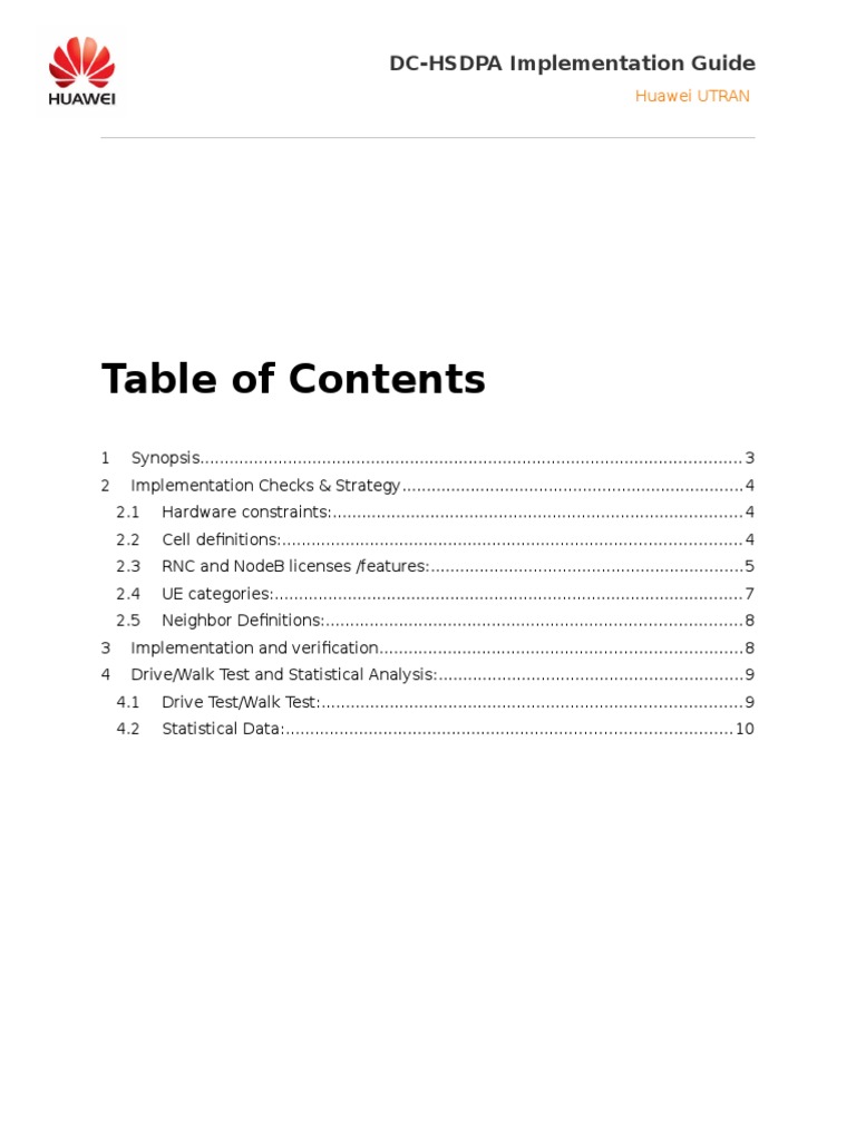 Huawei UTRAN Dual Carrier Implementation Guide | PDF | High Speed Packet Access | Software ...