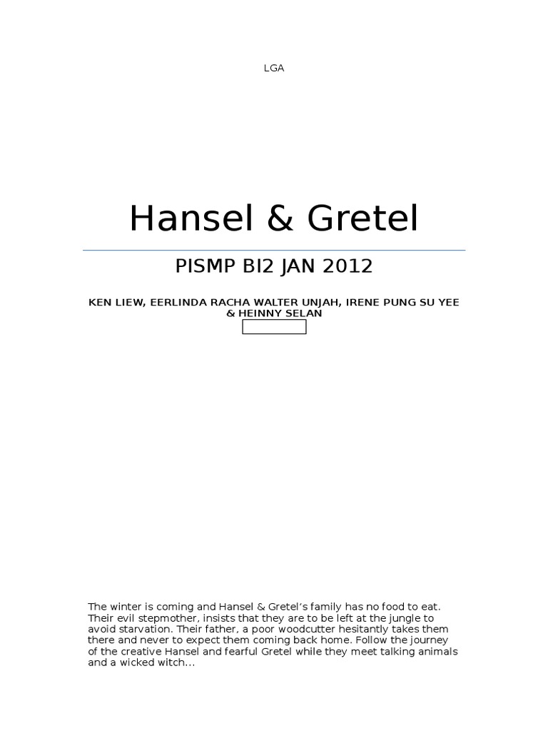 Hansel & Gretel Play Script | PDF | Hansel And Gretel | Leisure