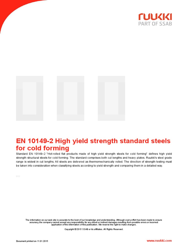 En 10149 2 High Yield Strength Standard Steels For Cold Forming | PDF