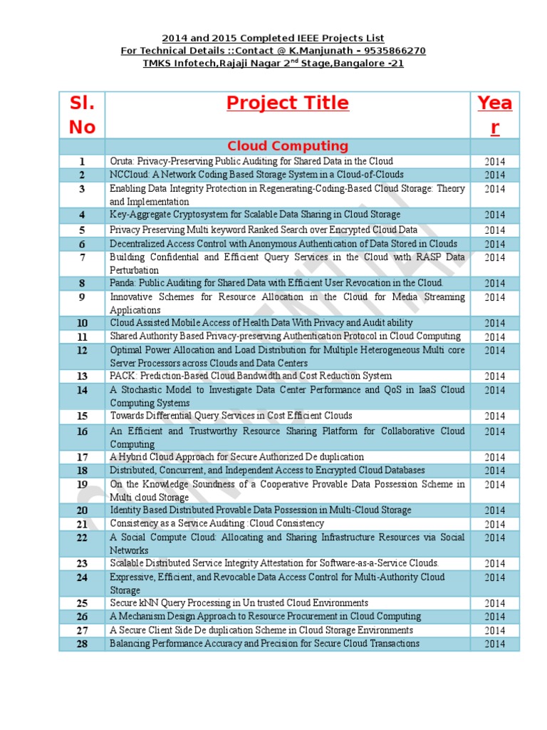 IEEE Projects List 2014-2015 | PDF | Technology & Engineering