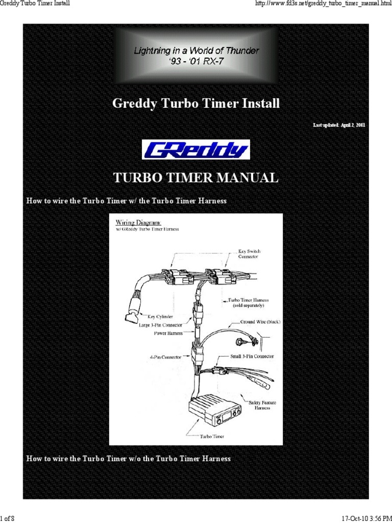 Greddy Turbo Timer Installation Manual | PDF | Switch | Manufactured Goods