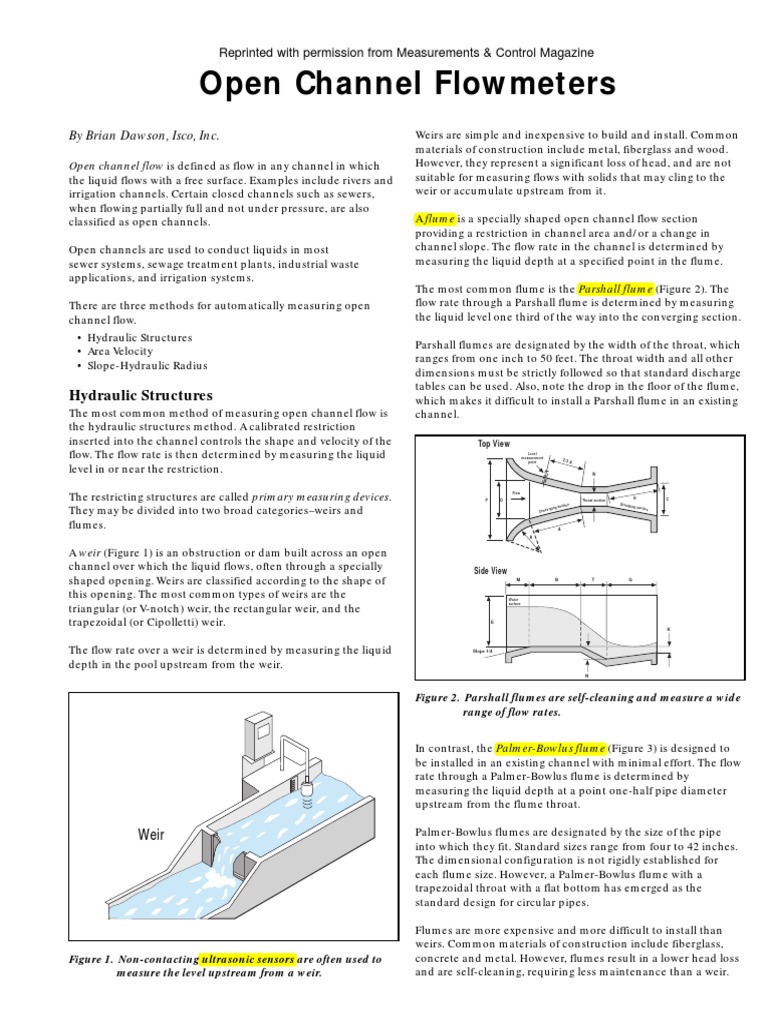 An Overview of Methods for Measuring Open Channel Flow Including Weirs ...