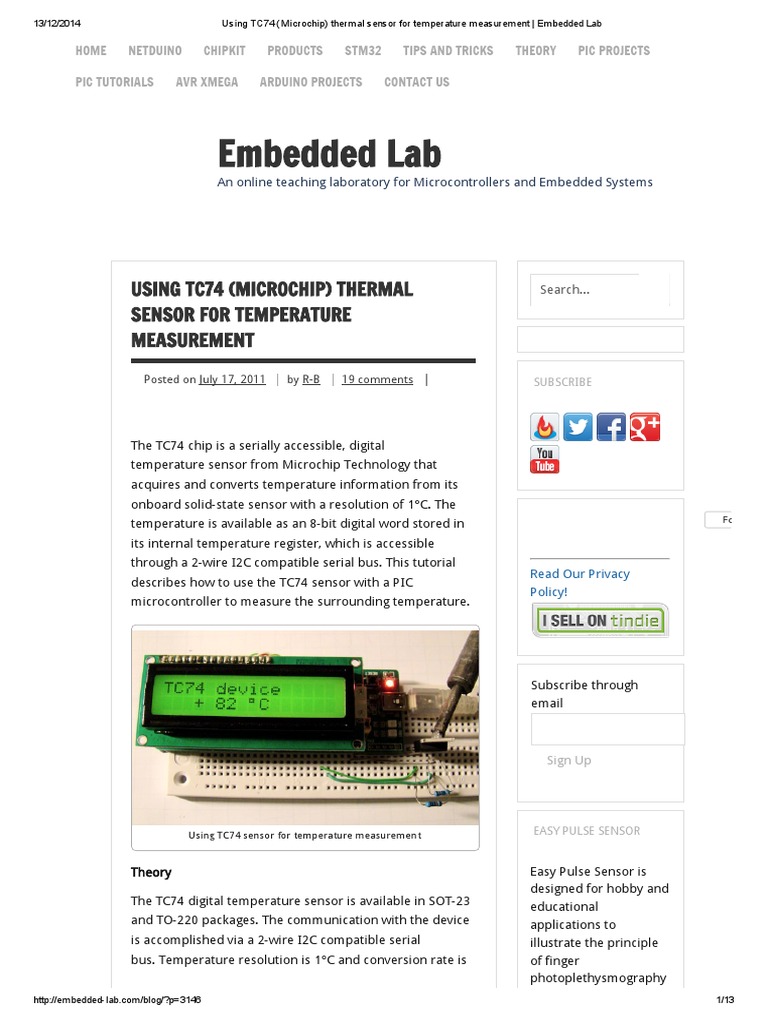 Using TC74 Temp Sensor | PDF | Pic Microcontroller | Microcontroller