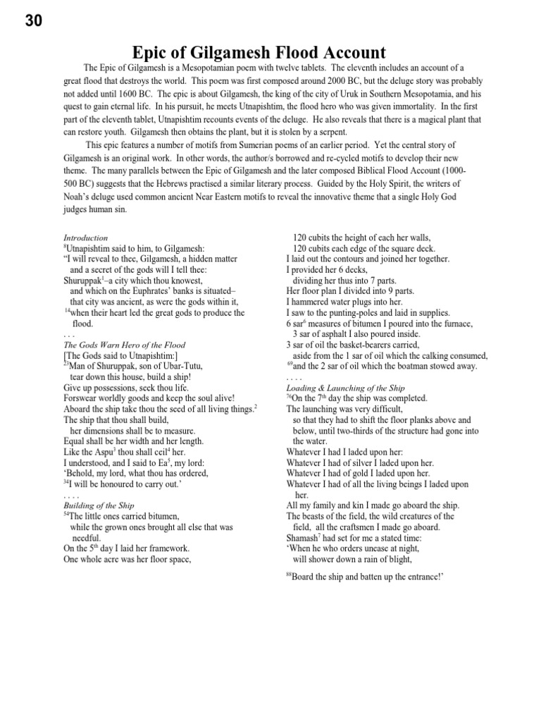 Gilgamesh Flood Account Overview | PDF | Epic Of Gilgamesh | Flood Myth