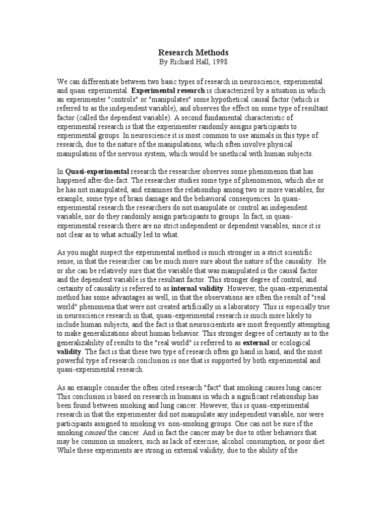 Research Methods: Validity. The Fact Is That These Two Type of Research ...