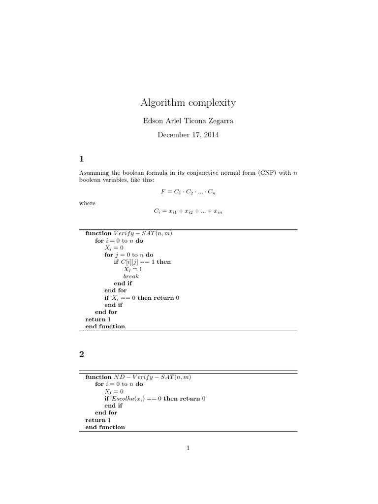Algorithm Complexity Edson Ariel Ticona Zegarra December 17 2014 Pdf Time Complexity