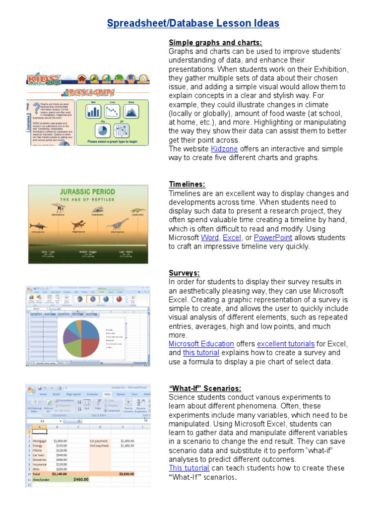 Lesson Plan - Spreadsheets and Databases | PDF | Graphics | Microsoft Excel