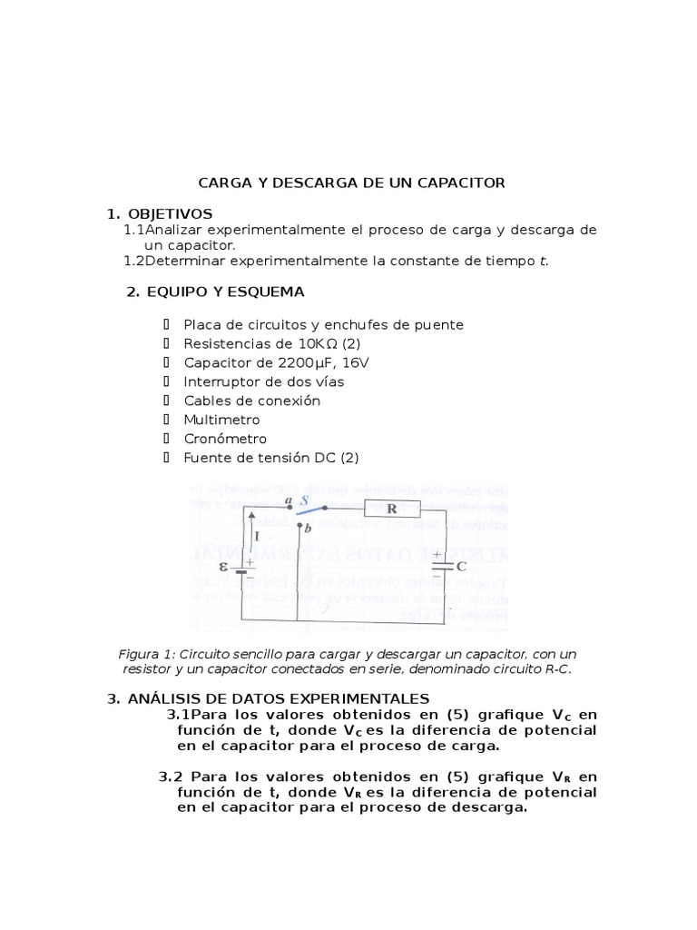 Informe 12 - Carga y Descarga de Un Capacitor | PDF | Condensador | Corriente eléctrica