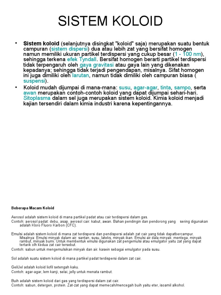 Sistem Koloid | PDF | Sains & Matematika