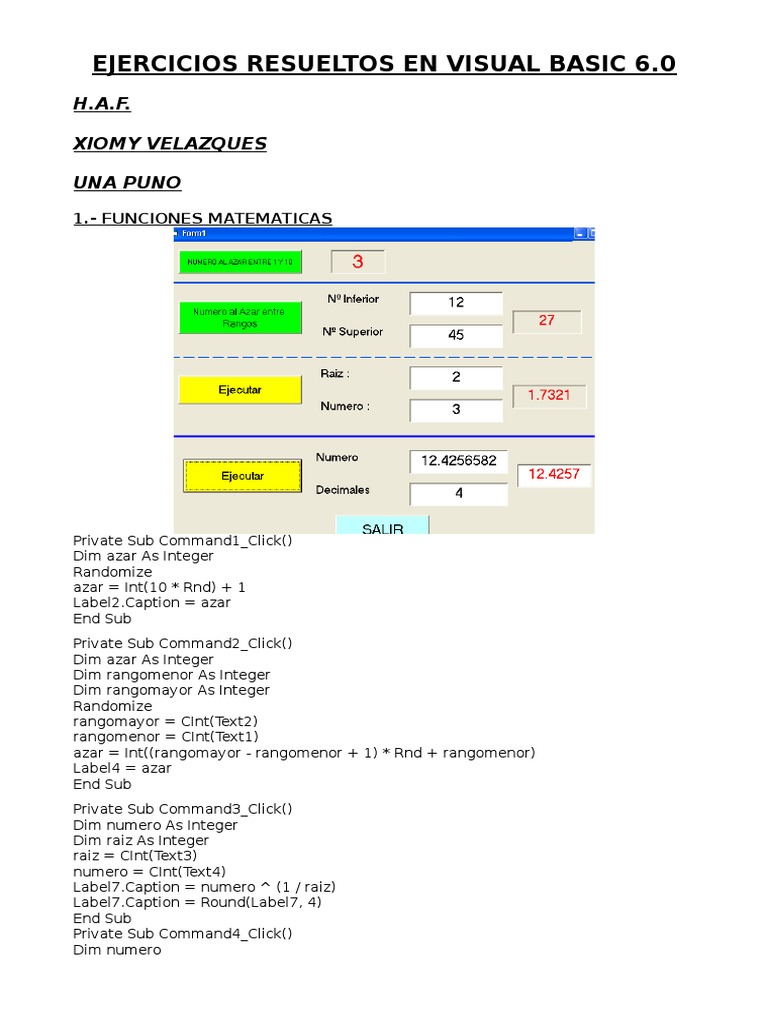Ejercicios Resueltos Visual Basic 6.0 | PDF | Business