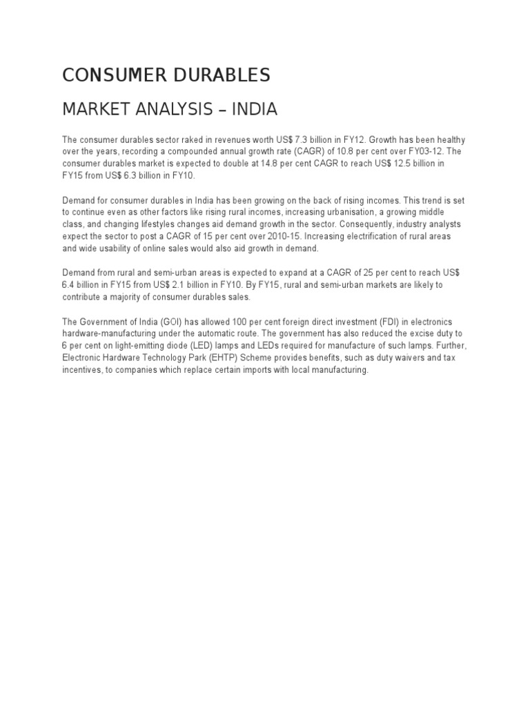 Consumer Durables: Market Analysis - India | PDF | Television Industry ...