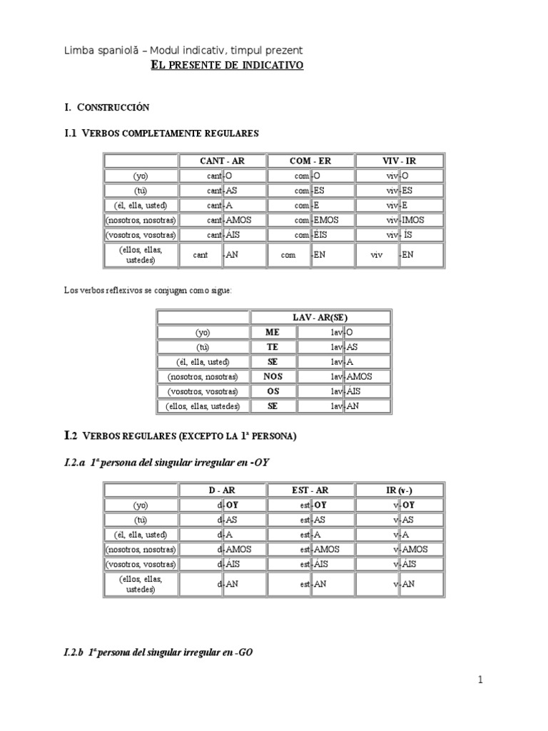 Presente Indicativo en Español | PDF | Estudios de idiomas extranjeros