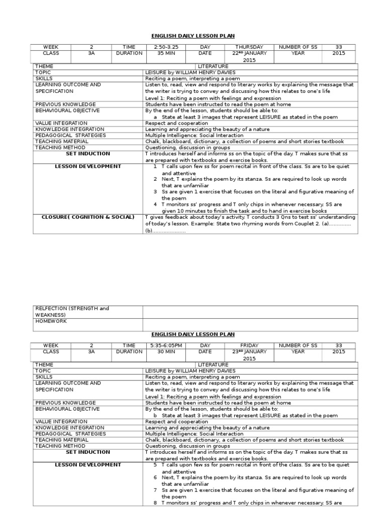 Lesson Plan | PDF | Teaching Method | Lesson Plan