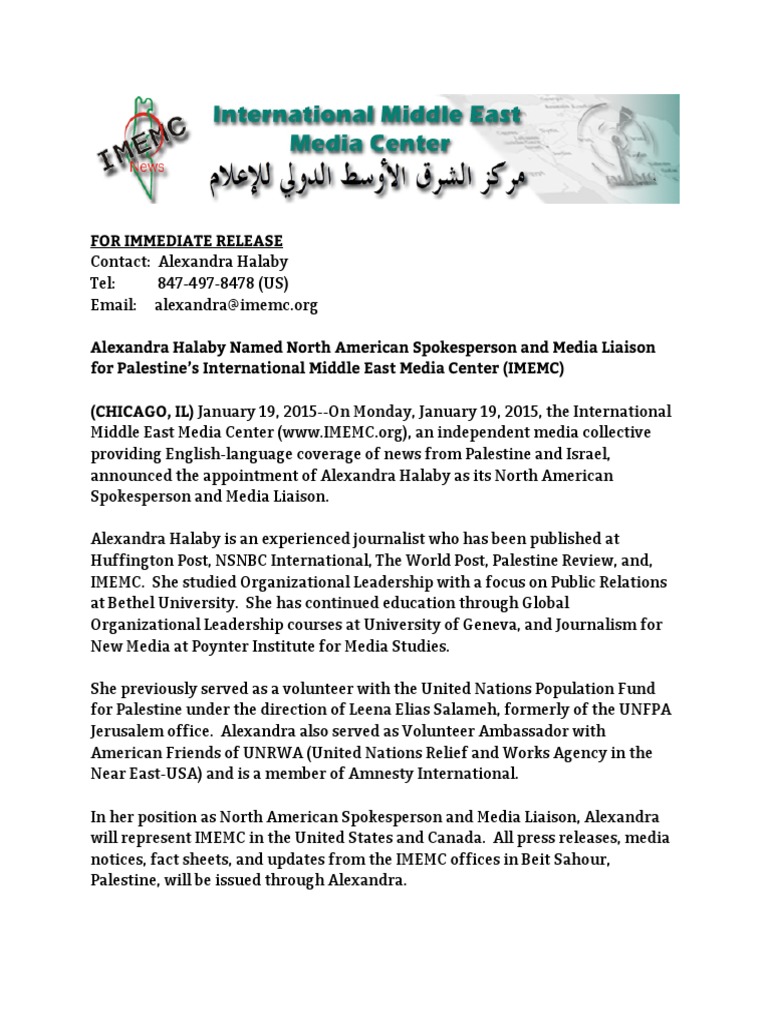 Alexandra Halaby Named North American Spokesperson and Media Liaison ...