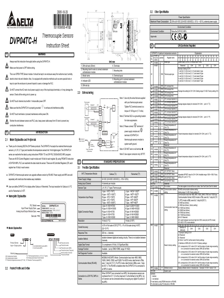 Delta PLC Temp Module | PDF | Programmable Logic Controller | Analog To ...